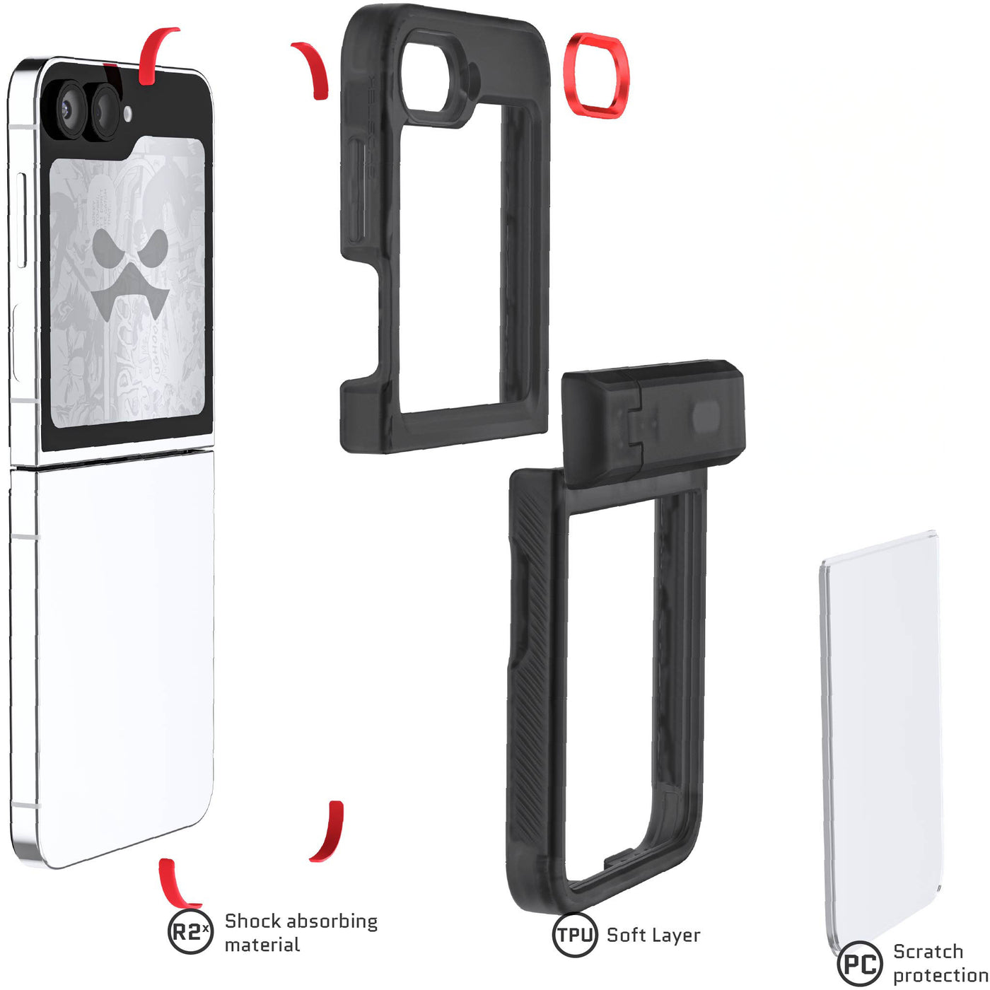 Galaxy Z Flip 6 Clear Cases with Kickstand Hinge Cover — GHOSTEK