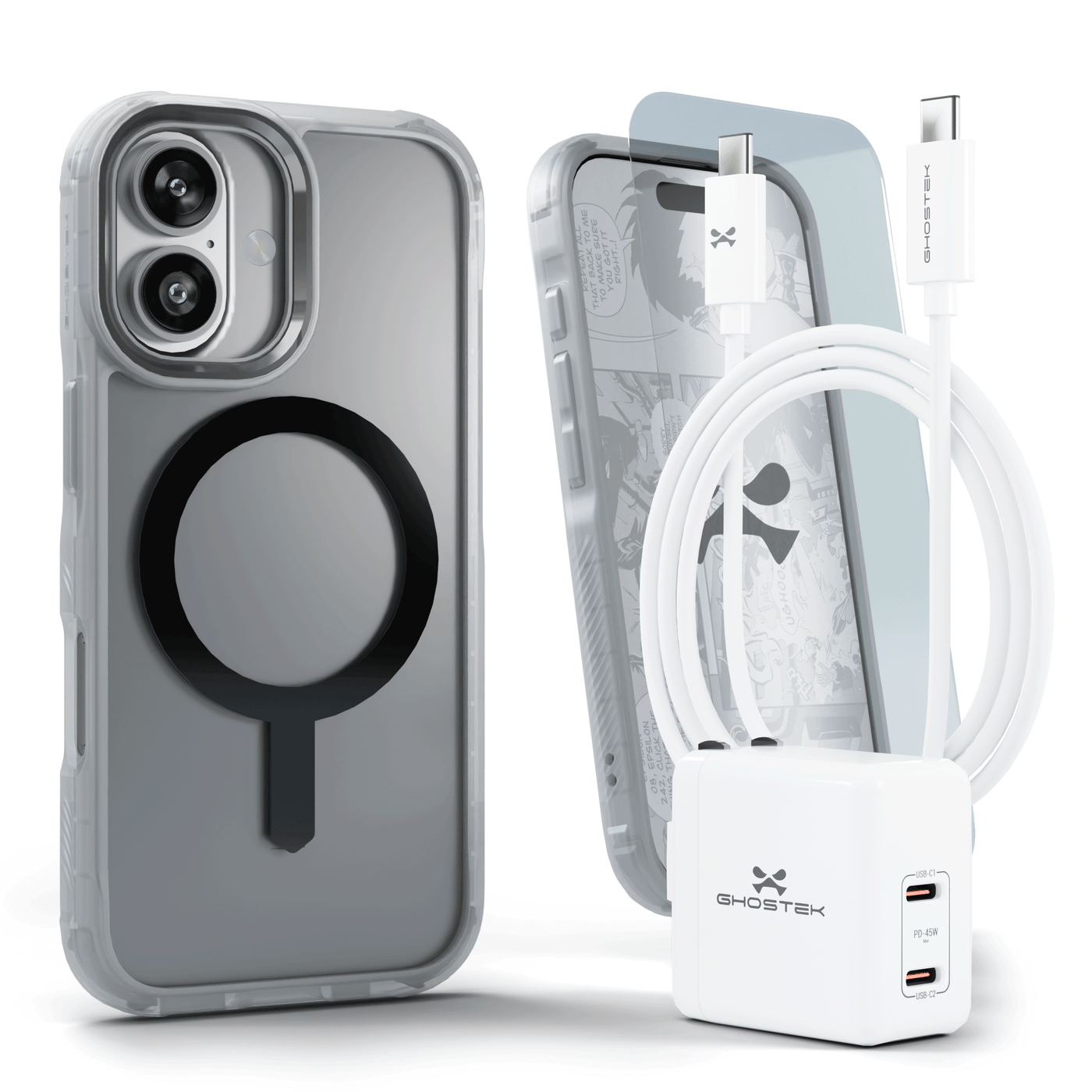 iPhone 17 / Air Series Case Bundle w/ Screen Protector, 60w 6ft Cable ...